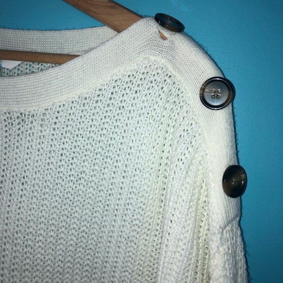 Time and Tru | Sweaters | White Knit Button Sweater Cozy Fall Winter ...